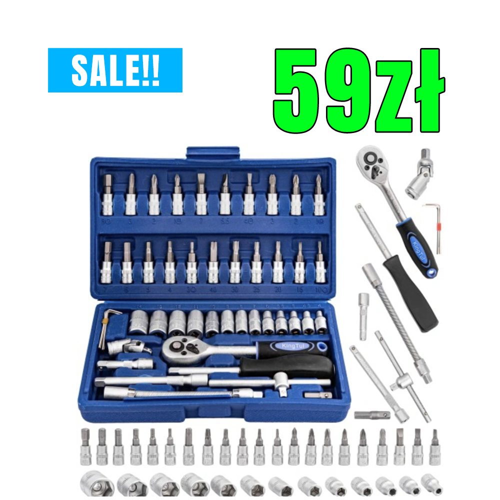 ZESTAW KLUCZY NASADOWYCH KLUCZE NASADOWE BITY 46el – Budowa domu krok po kroku