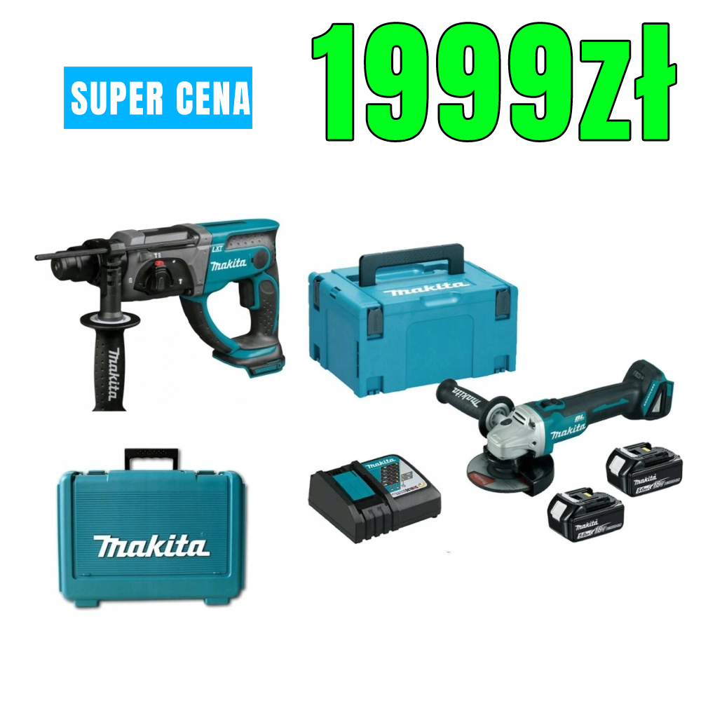 MAKITA ZESTAW DHR202 DGA504 2x18V 5Ah – Budowa domu krok po kroku